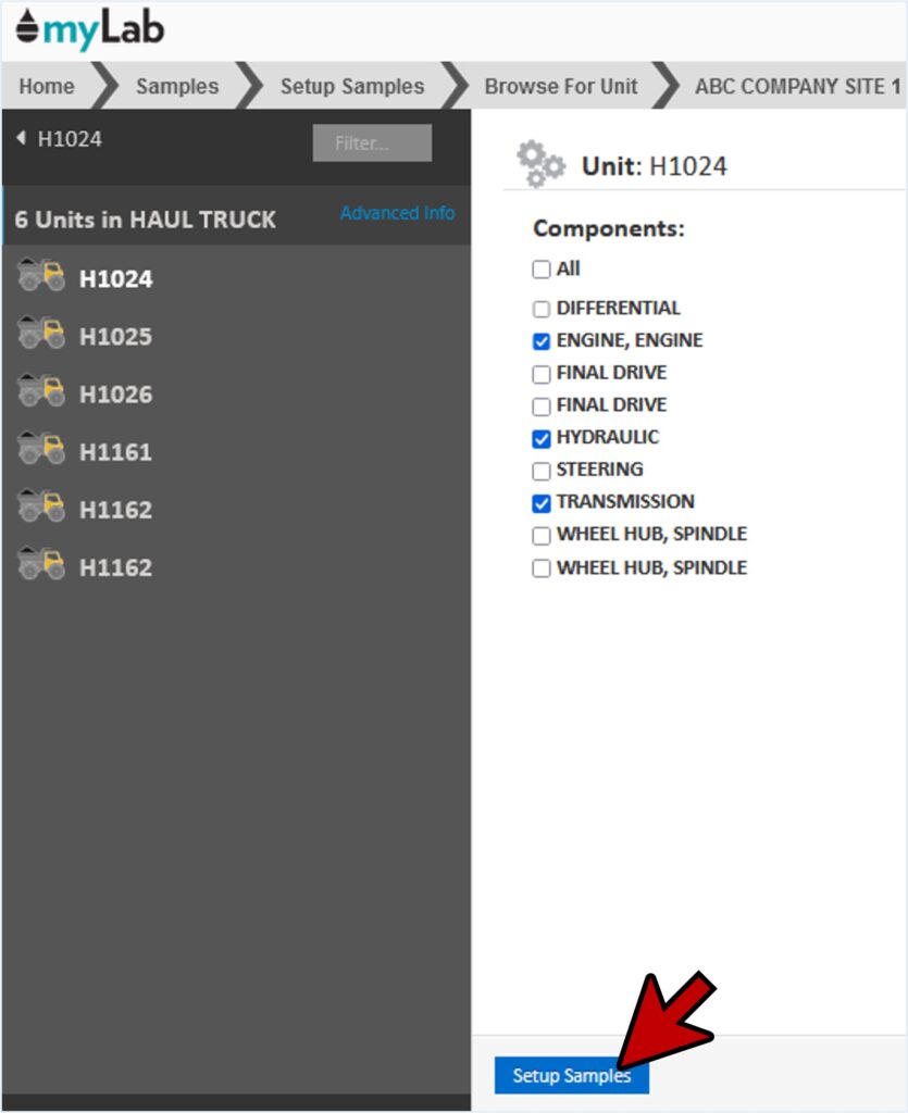 Sample Setup by Unit - Fluid Life